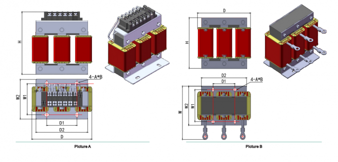VEIKONG 2% Voltage Drop AC Output Reactor For Vfd 45kw 55kw Ac Drive ...